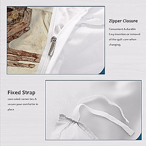 HOBBOY Beige Bedding Sets 3 Pieces Lightweight Duvet Quilt Cover with Zipper Ties 2 Pillow Shams Egon Schiele Self Portrait Duvet Cover Sets Twin