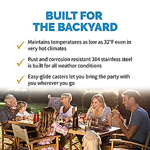 NewAir 24" Built-in 160 Can Outdoor Beverage Fridge in Weatherproof Stainless Steel with Auto-Closing Door and Easy Glide Casters. New Air Mini Fridge, Built-In or Freestanding Outdoor Fridge