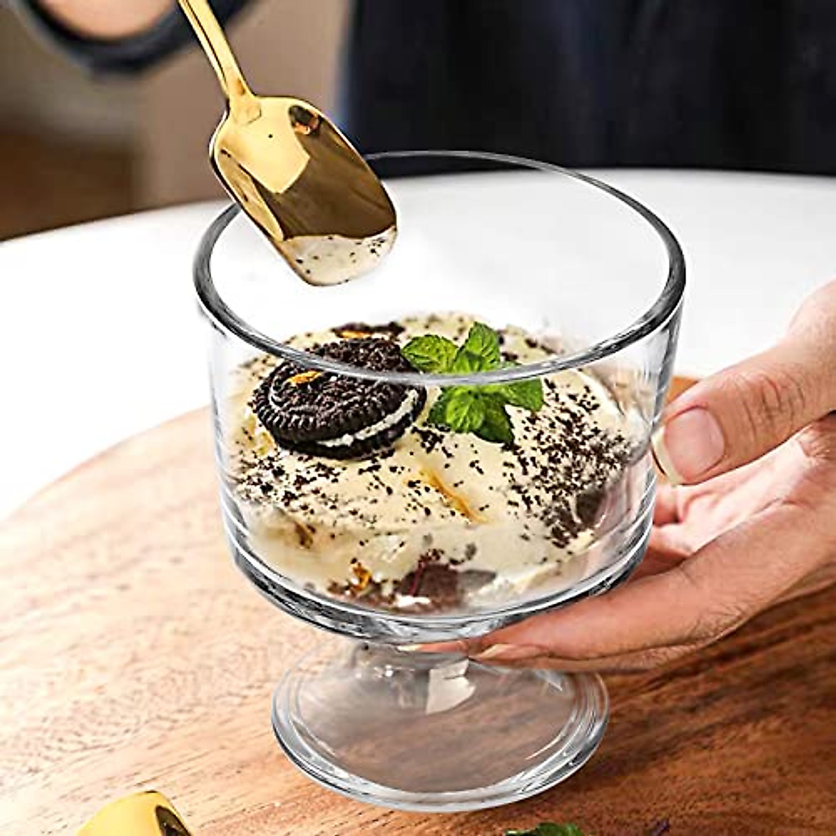 BSTKEY 6PCS Set 10 oz Glass Dessert Bowls/Cups, Cute Footed Dessert Bowls for Ice Cream Trifle Fruit Pudding Snack Salad Condiment Sundae Cocktail Drinks Party