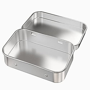 2 Pcs Metal Hinged Tin Box Container Mini Portable Small Storage Container Kit with Lid for Home Storage 3.7x2.3x0.8 inch, Silver