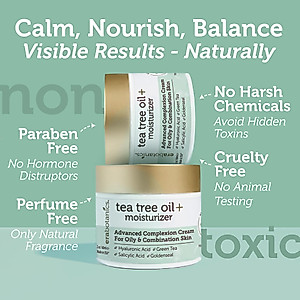 Era Organics Tea Tree Cream Face Moisturizer for Oily Skin - Advanced 7X Balancing Oily Skin Moisturizer - Non-Greasy Moisturizer - Tea Tree Oil for Skin