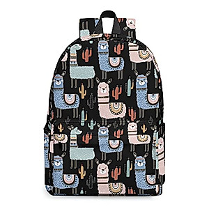 Llama Alpaca Backpack Bookbag Adjustable Shoulder Strap Daypack Travel Hiking Camping Backpacks for Women Teens