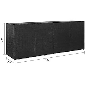 Canditree Outdoor Large Storage Shed for Garbage Cans, Garden Tools, Bin Shed Poly Rattan for Patio Backyard (Black)