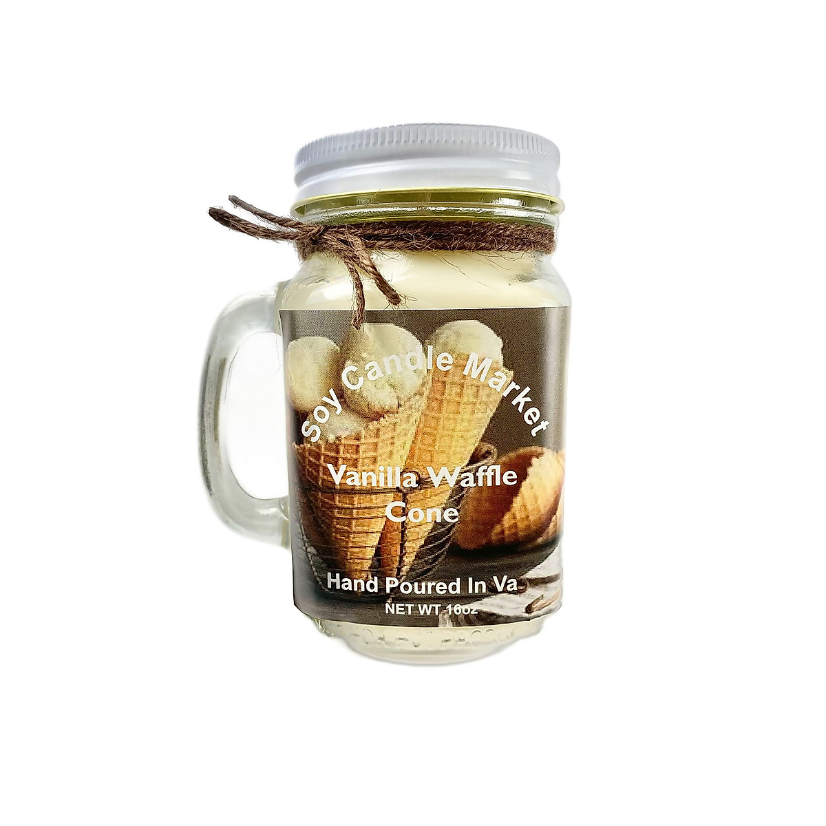 Soy Scented Candles | Handmade & Highly Aromatic Candles Burns Upto 85 Hours in Glass Jar - Perfect for Home Decor, Wedding, Birthday, Dinner (Vanilla Waffle Cone, 16 oz)