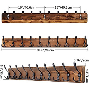 SKOLOO Rustic Large Coat Rack Wall Mount: 38.3'' Long Coat Rack for Wall, Wood Coat Rack Hook, Farmhouse Coat Hanger Wall Mount for Hanging Jacket Coat
