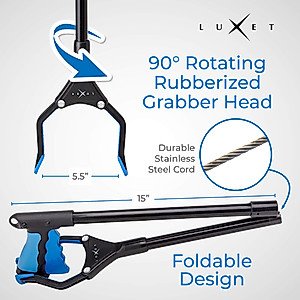 Grabber Reacher Tool, [Updated Version] Long 32” Steel Foldable Pick Up Stick with Strong Grip Magnetic Tip for Store Shelves, Lightweight Trash Picker Claw Reacher Grabber Tool for Elderly - by Luxet