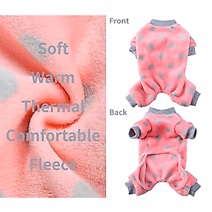 Dog Pajamas for Small Dogs Girl Boy Winter Onesies Pjs Cold Weather Puppy 4 Legged Sweater Clothes for Chihuahua Yorkie Teacup Jumpsuit Cute Pet Outfits Apparel Coats (Small, Polka Dot)