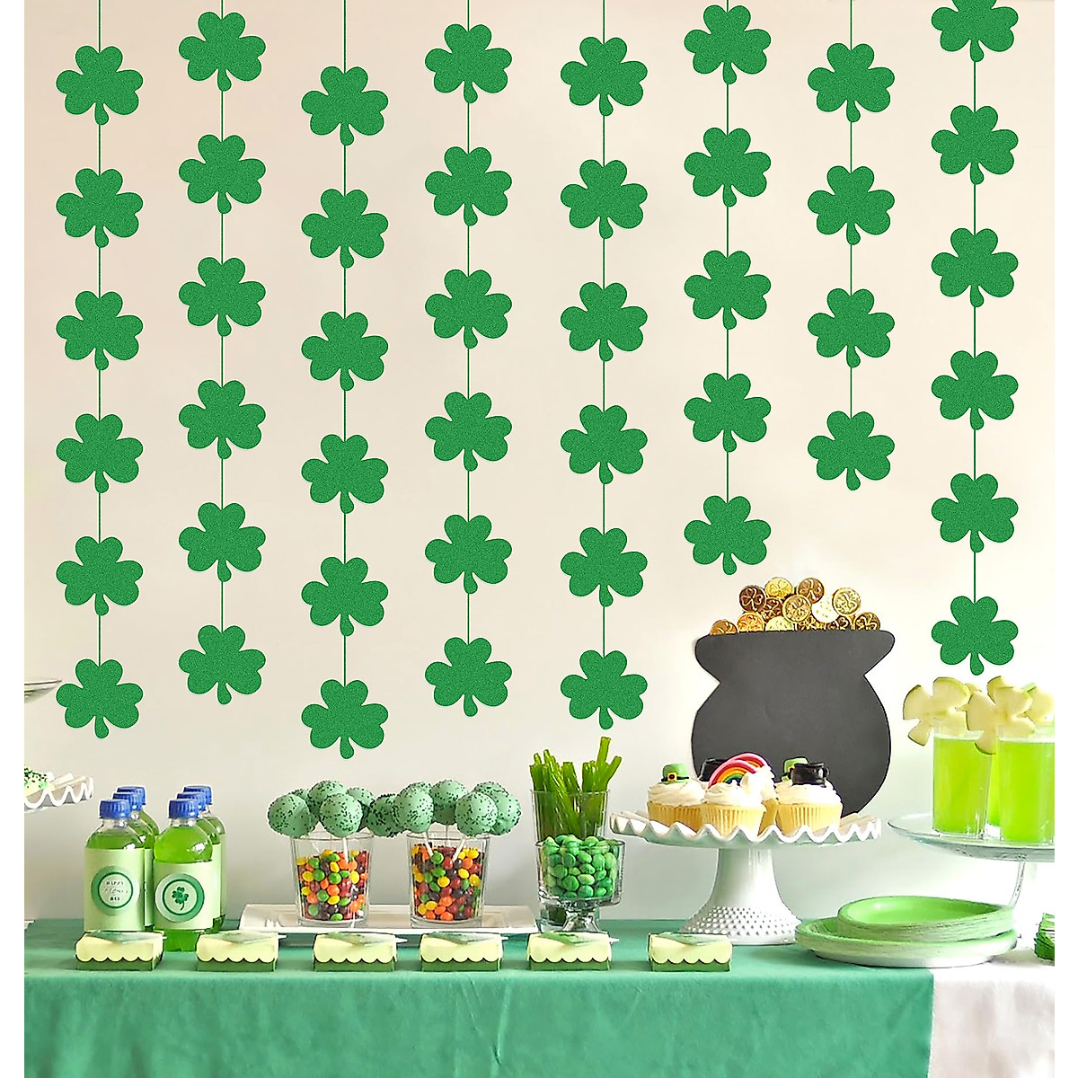 jollylife 12PCS St. Patrick’s Day Shamrock Decorations - Lucky Irish Party Hanging Ornaments Garland Cutouts