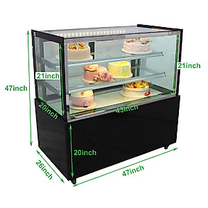 TECHTONGDA Display Refrigerators Cake Showcase Right Angle Cooling Display Case Commercial Bakery Cabinet with LED Light Floor Standing 220V Rear Door