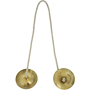 BRASS Manjira Instrument Finger cymbal Hand Cymbal Metal Clapper -METAL-MANJIRA-MANJEERA -PERCUSSION-KIRTAN-POOJA- HARE KRISHNA (4.5 INCH)