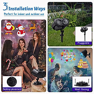 Holiday Projector Lights,App Control,Halloween Projection Outdoor,Christmas Light Projector,16 HD Holiday Slides+10 Optional Ocean Waves,IP65 Waterproof,Christmas and Birthday Party Decorations
