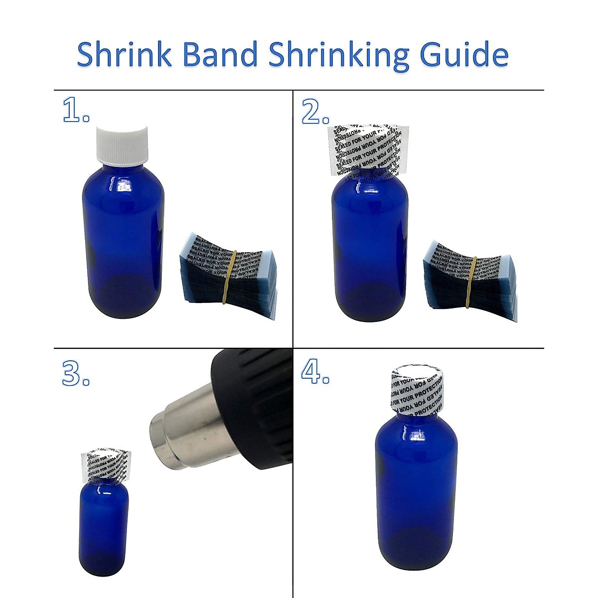 48 x 28 mm Clear Perforated Shrink Band for Child-Resistant Liquid Bottles, Woozy Bottles, Large Boston Round Bottles and More. [Compatible Diameter Range: 3/4" – 1”] - Bundle of 250