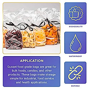APQ Clear Gusseted Poly Bags 5 x 3 x 15 Inch, Pack of 100 Plastic Bread Bags, 2 Mil Thick Open Top Clear Plastic Bags for Packaging, Waterproof Clear Treat Bags for Bread, Cookies, Candies