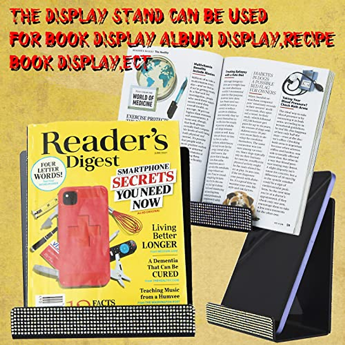 Bling Crystal Book Ends, Bookends for Shelves,Heavy Books, Book Stopper for Books,CDs,Video Games,Movies 1 Pair (Color)