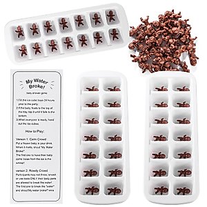 My Water Broke Baby Shower Game with 80 Mini Plastic Babies, 3 Ice Cube Trays and 1 Sign, Used for Ice Baby Shower Games, Black