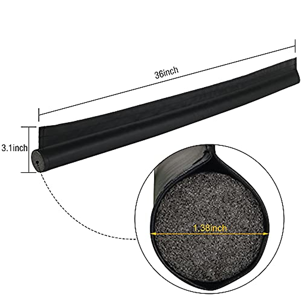 Door Draft Stopper Under Door Noise Blocker Sweeps for Interior Doors Gap Guard Sound Proof Weather Stripping, 36 inch