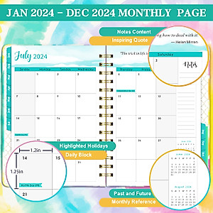 Planner 2023-2024 – July 2023-June 2024, Academic Planner 2023-2024,Weekly & Monthly Planner, 6.4" x 8.5", 2023-2024 Planner with Tabs, Hardcover, Elastic Closure, Twin-Wire Binding, Back Pocket, Perfect for Planning