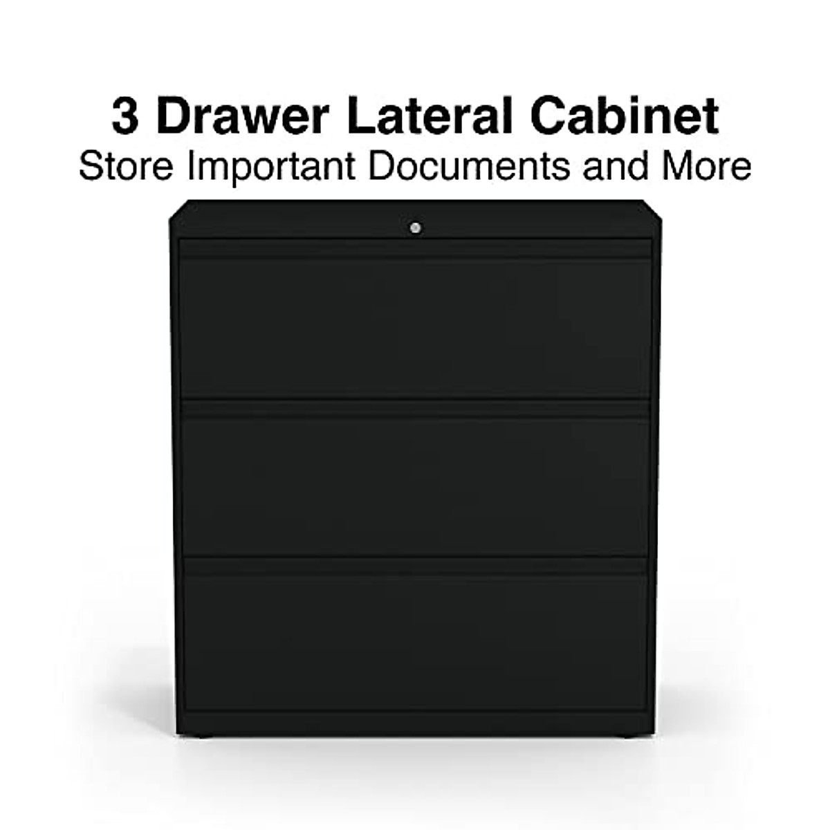 Staples 935600 3-Drawer Lateral File Cabinet Locking Letter/Legal Black 36-Inch W