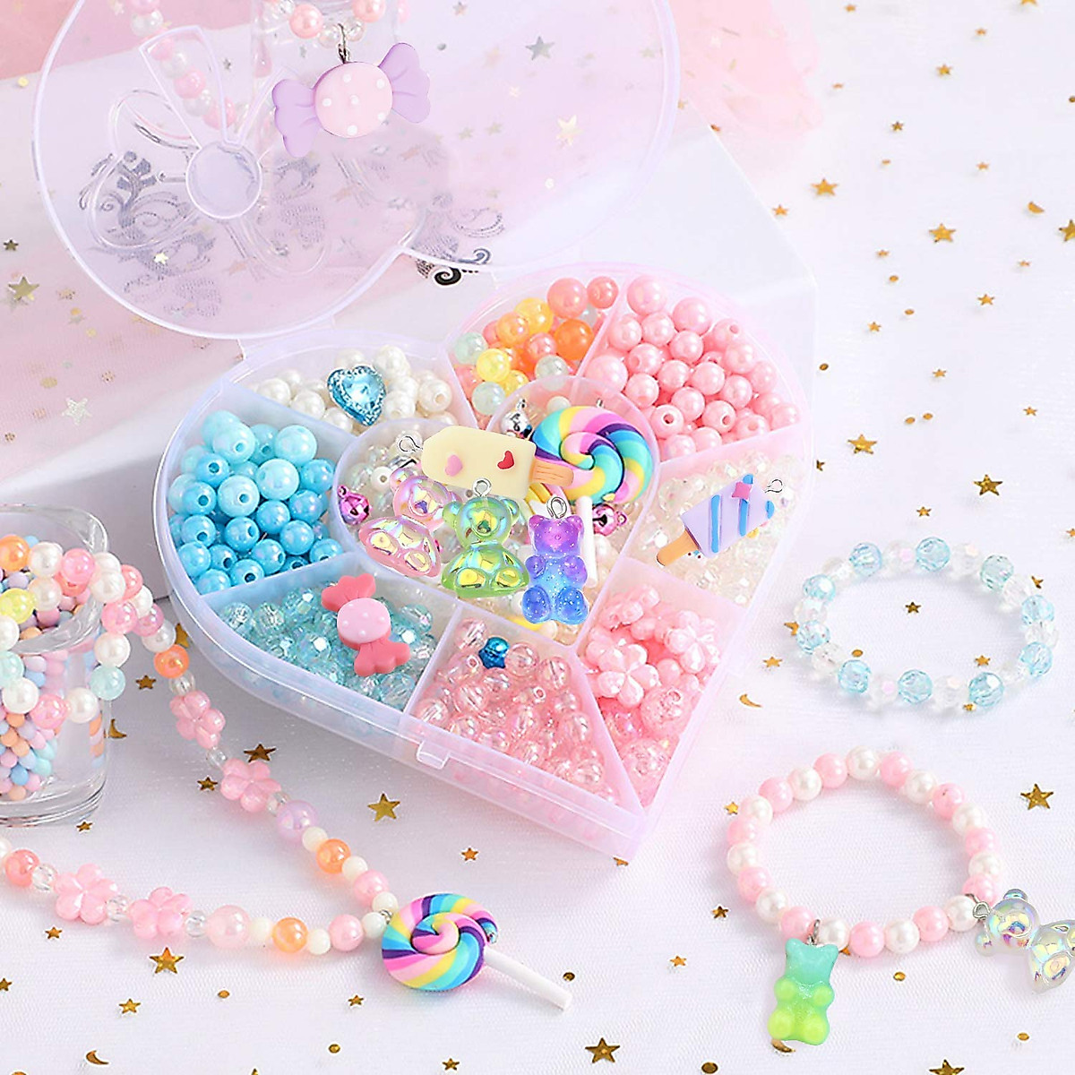 ZOCONE Colorful Candy Pendant Charm, 60 Pcs Mixed Cute Charms Set Contains Gummy Bear Charms Ice Cream Sweet Candy Pendants Lollipop Shape Polymer Clay Charms, Resin Charms for Jewelry Making