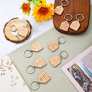 Inbagi 20 Pcs New Home Keychain Bulk Welcome Home Keychain Gifts House Key Chain New Homeowner Engraved Wooden Key Tag Small House Shaped Keychains for Family Client Buyer Customer