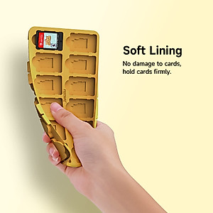 JINGDU 24-Slot Switch Game Card Case Compatible with Switch Games & micro SD Card, Hard Shell, Soft Lining, the Games Holder Suitable for Switch, Lite & OLED Game Card, Yellow Random Pattern