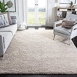 SAFAVIEH California Premium Shag Collection 8'6" Square Beige SG151 Non-Shedding Living Room Bedroom Dining Room Entryway Plush 2-inch Thick Area Rug