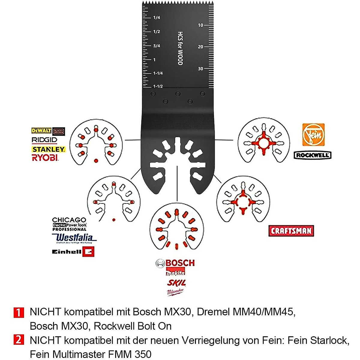 65 PCS Professional Wood/Bi-Metal Oscillating Saw Blades Universal Quick Release Multitool Tool Blade Set Compatible with Bosch, Craftsman, Fein, Ridgid and More