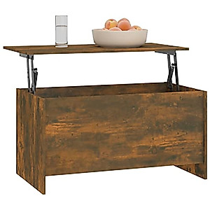 QJBSAVVA Coffee Table Smoked Oak 40.2"x21.9"x20.7" Engineered Wood,Nightstand Industrial Tables Side Tables Sofa Table Suitable for Meeting Rooms, Reception Rooms, Offices