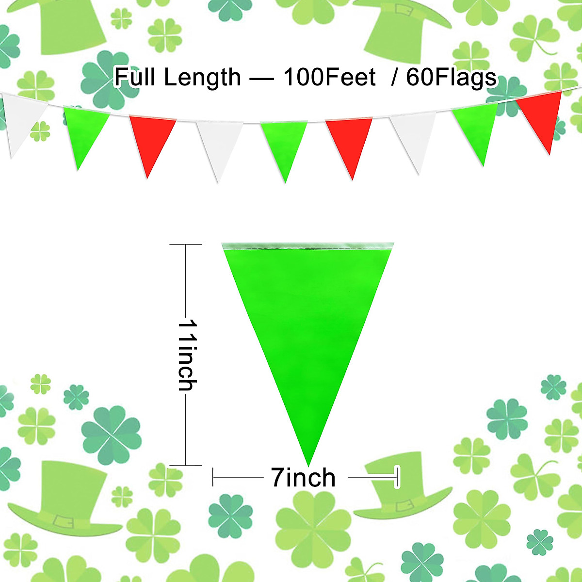 LZXING 100 Feet Green Red White Pennant Banner Flags Christmas Mexican Italian Party Triangle Hanging Bunting Flag Garland Graduation Wedding Baby Shower Birthday Party Favors