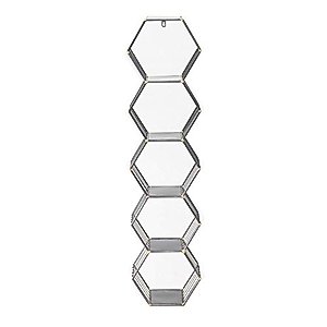 PIBM Stylish Simplicity Shelf Wall Mounted Floating Rack Shelves Coffee Shop Decoration Iron Art Lattice Hexagon Living Room Photo Retro Style,5 Layers, Black , 28.5x20x121cm