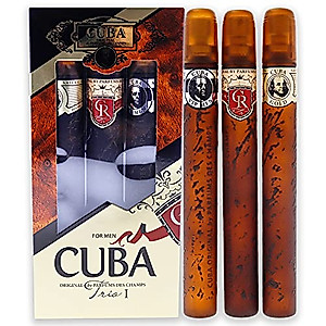 Cuba Trio 1 Men 3 Pc Gift Set 1.17oz Gold EDT Spray, 1.17oz Royal EDT Spray, 1.17oz VIP EDT Spray