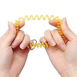 AHIER Pack of 5 Colorful Spring Spiral Wrist Coil Key Chain, Wrist Band Key Ring