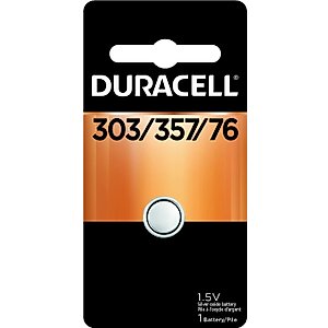 Duracell Silver Oxide Battery 1.5 Volt 303/357/76, 1 Each (Pack of 2)