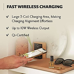 Courant Catch:3 Essentials - Belgian Linen Wireless Charger & Valet Tray - Qi-Certified, Compatible with iPhone 14, 13, 12, 11, Samsung Galaxy S23, S22, S21, S20, Note, AirPods, AirPods Pro (Charcoal)