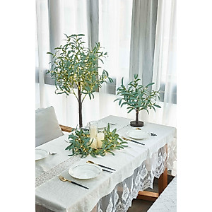 Hairui Lighted Olive Tree Plug-in 4FT 160 Warm White LED Artificial Greenery Tree with Lights for Wedding Christmas Holiday Home Decoration