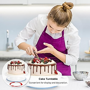 BSTKEY Portable Cake Carrier with Lid and Handle, Cake Turntable + Cupcake Storage Tray for Transport, 10" Round Cake Container Holder with Two Sided Base for Pies Nuts Fruit Cookies, Blue