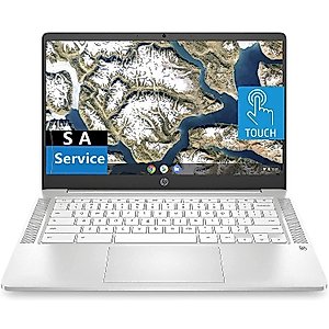 HP 14in Touchscreen Chromebook, Intel Celeron N4000, 4GB RAM, 64GB eMMC, WiFi, Bluetooth, Webcam, Audio by B&O, SA Service, Chrome OS, Brilliant Silver (Renewed)