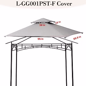 HETTRICK Gazebo Replacement Canopy 5x8 Shelter Double Tiered BBQ Cover Grill Shelter for Shop Garden Patio Model L-GG001PST-F (Grey)