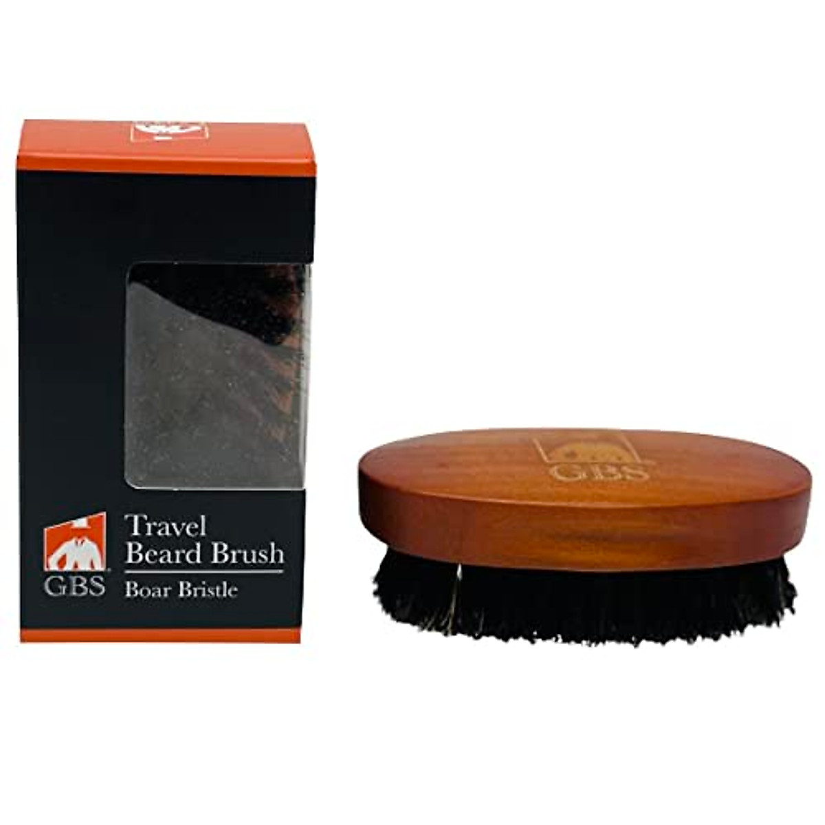 G.B.S 2 Pack Beard Travel Brush with Boar Bristles Great for Dry or Wet Beards Distributes Balm, Oil for Growth and Shine and Softness Professional Durable Camping