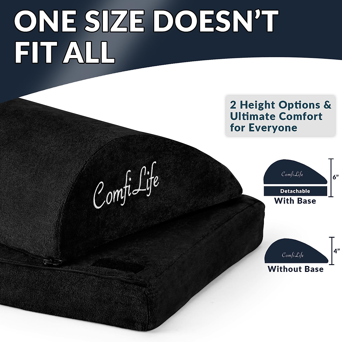 ComfiLife Foot Rest for Under Desk at Work – Adjustable Desk Foot Rest for Office Chair, Gaming – Ergonomic Teardrop Design for Back, Hip & Leg Pain Relief – 100% Memory Foam (Black)