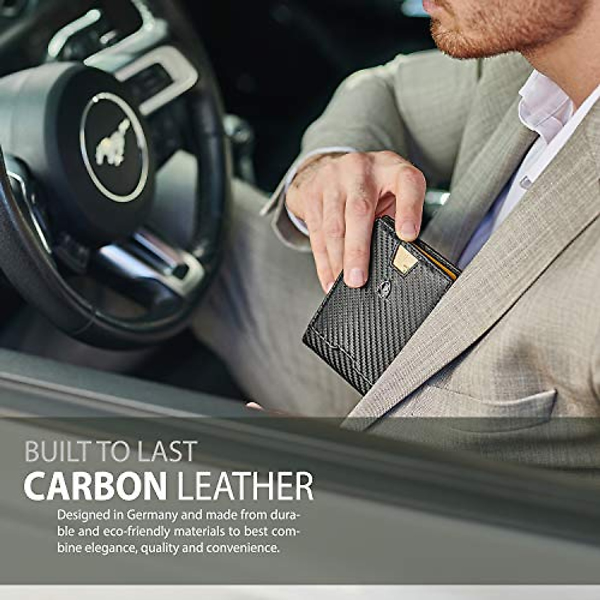 TRAVANDO Mens Slim Wallet with Money Clip AUSTIN RFID Blocking Bifold Credit Card Holder for Men with Gift Box (Carbon)