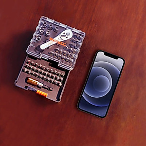 Inwell 58 Piece Screwdriver Bit Set | 1/4" Drive Mini Ratchet Wrench and Sockets Set | Premium S2 Material Driver Bits | Phillips,Slotted,Hex,Square,Trox,Tamper Proof Torx,Quick Release Bit Holder