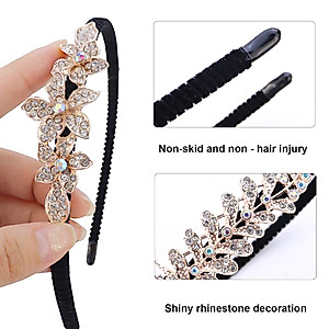 NODG 2 Pack Women's Rhinestone Headbands - Fashion Jeweled Hairpieces, Non-Slip Embellished Hair Wraps, Hoops, and Hair Decorations