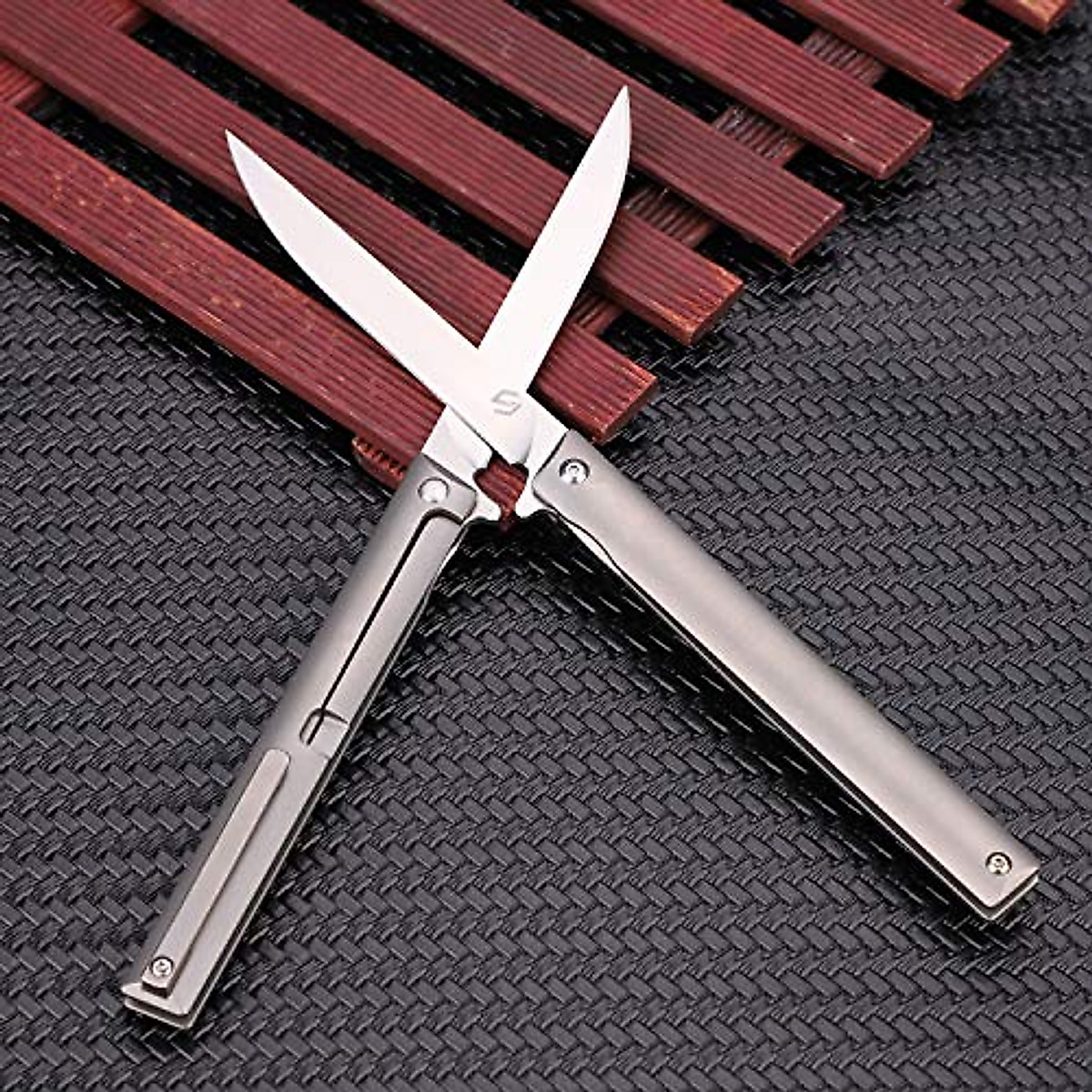 Samior GP035 Small Slim EDC Folding Pocket Flipper Knife, 3.5 Inch Bohler M390 Blade, Gentleman's Knife, Frame Lock, Titanium Handle, Pocket Clip, 1.5oz