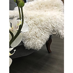 Sweet Home Flokati Collection Shag Abstract Area Rug, 2' x 3'3", Ivory