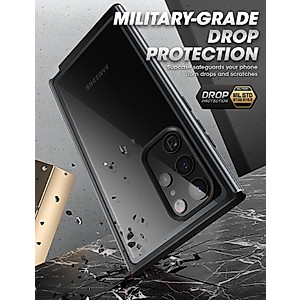 SUPCASE UB Edge Pro Series Case for Samsung Galaxy S22 Ultra 5G (2022 Release), Slim Frame Clear Protective Case with Built-in Screen Protector (Black)