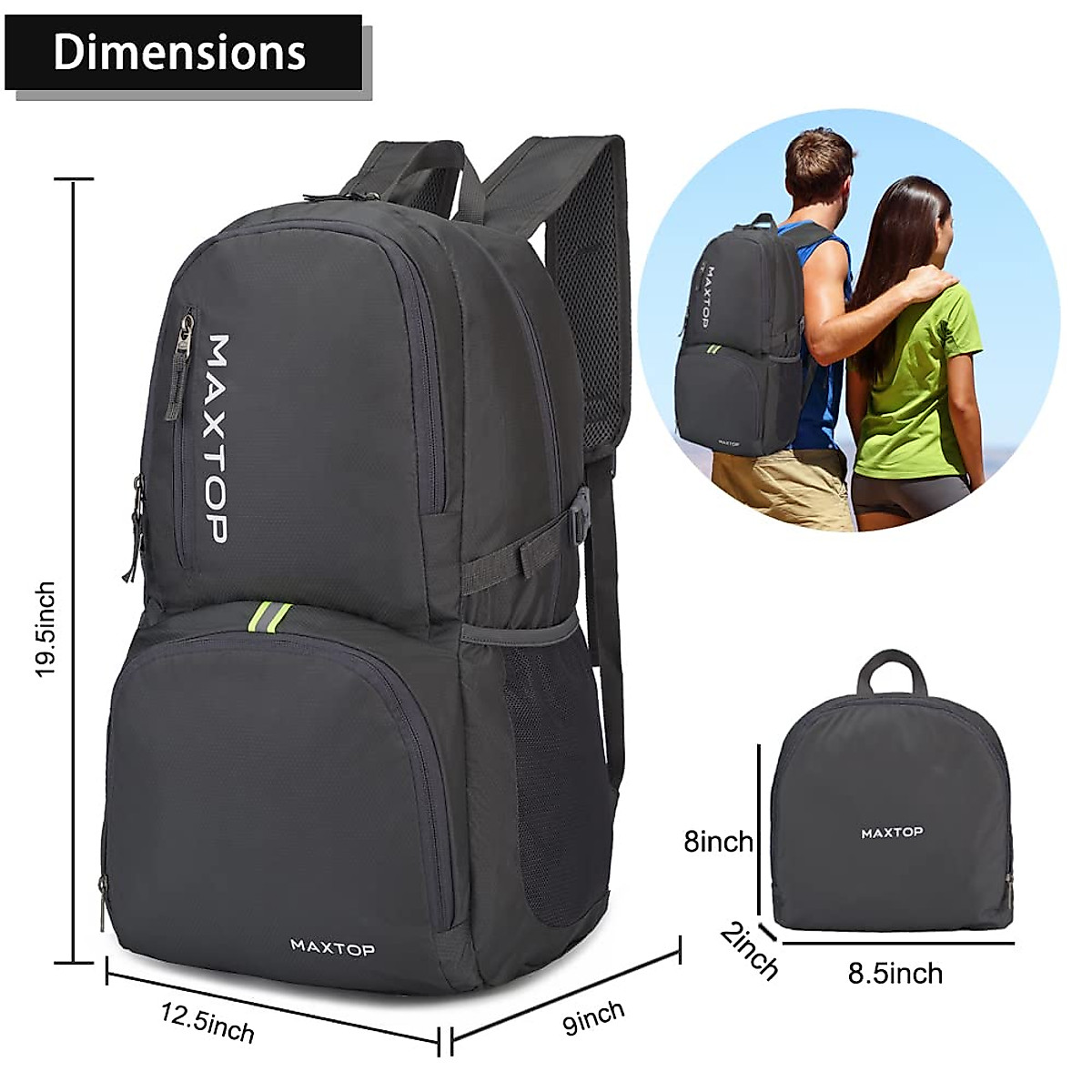 MAXTOP 40/50L Lightweight Packable Backpack for Hiking Traveling Camping Water Resistant Foldable Outdoor Travel Daypack