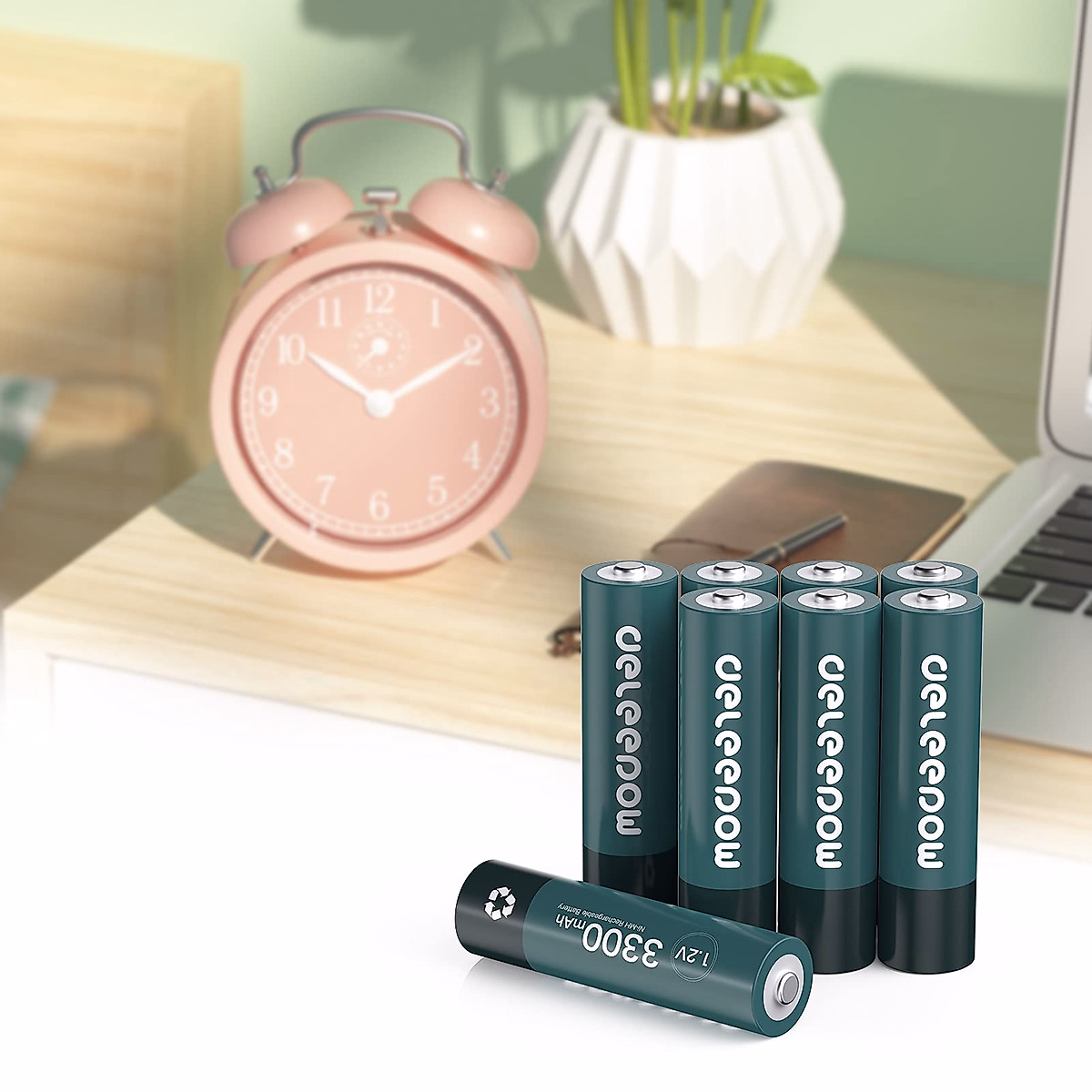 Deleepow Rechargeable AA Batteries High Capacity 3300mAh Nimh AA Batteries 1.2v Pre-Charged Double A Battery with LCD Display Charger, Pack of 8