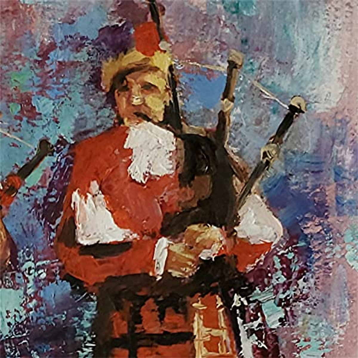 SOLD - Scotland the Brave, Scottish bagpipe players by Internationally Renowned Painter Yary Dluhos