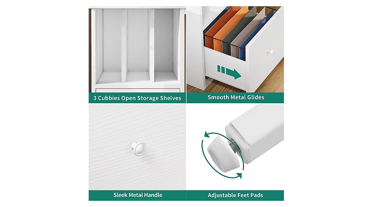 DWVO L Shaped Desk with Drawer & 3 Cubbies Storage Shelves, 67" Corner ...